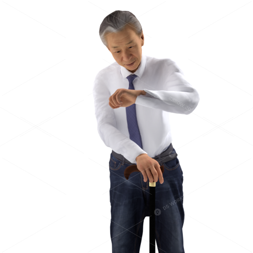 Man Terry Stand with a cane