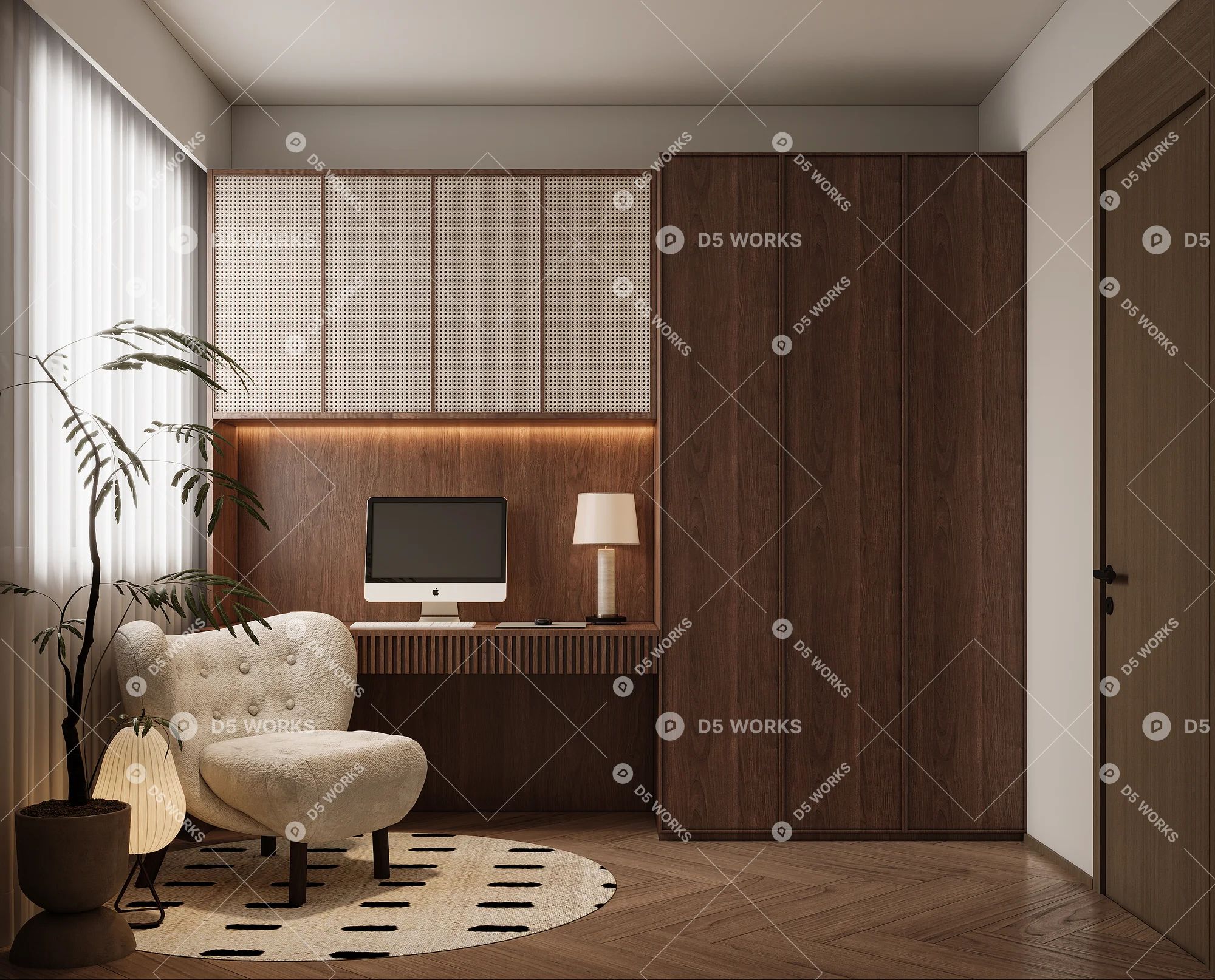 Mid-Century Modern Study Room