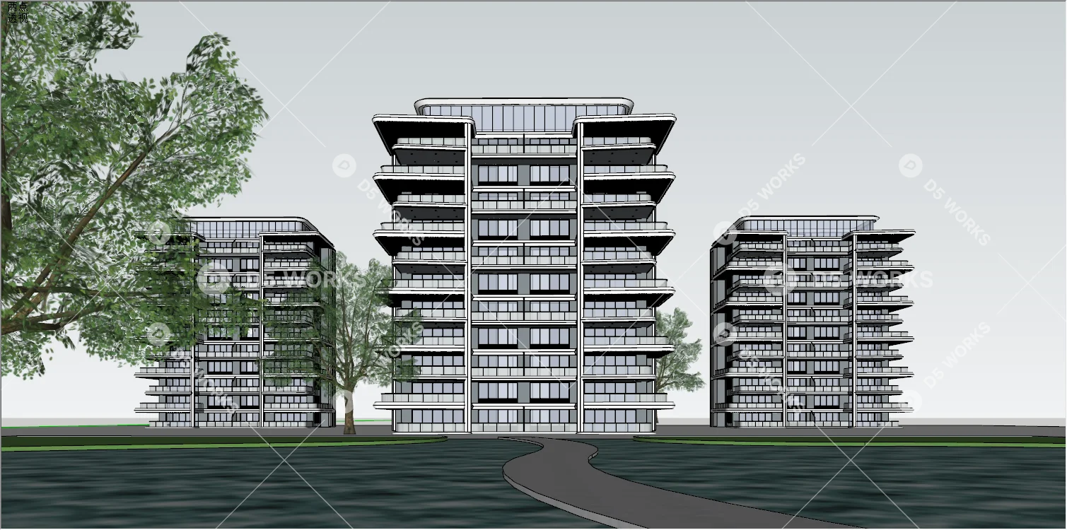 Free High-Rise Residence +2d 3D Model .skp