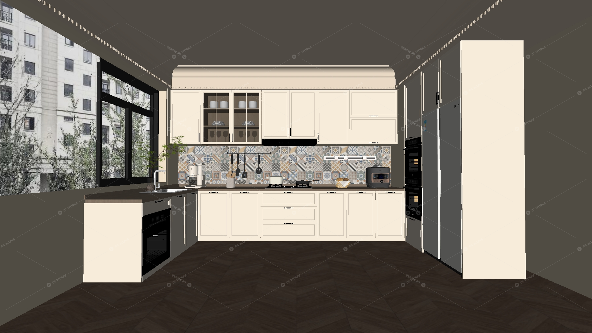 Mid-Century Modern Closed Kitchen