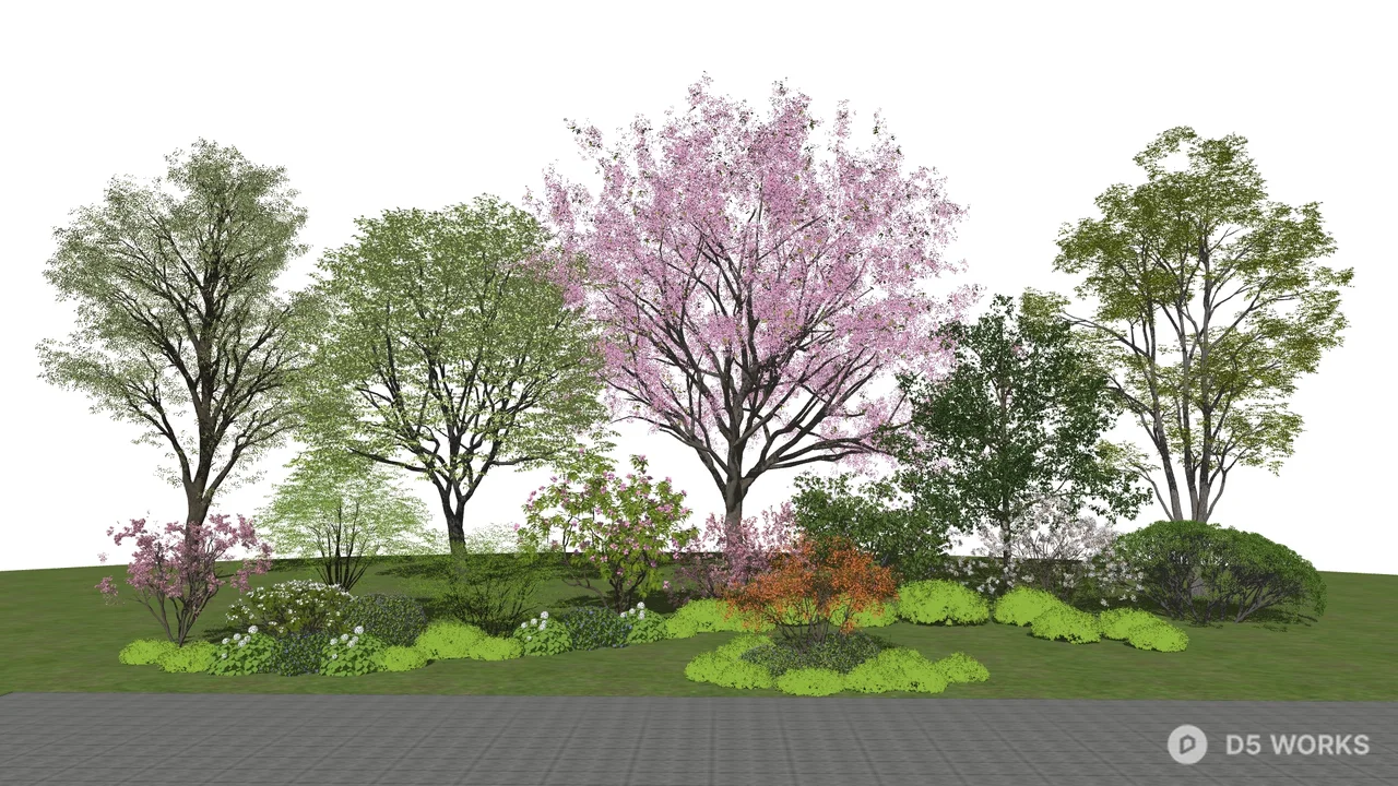 Free Floral Tree Cluster 3D Model .skp